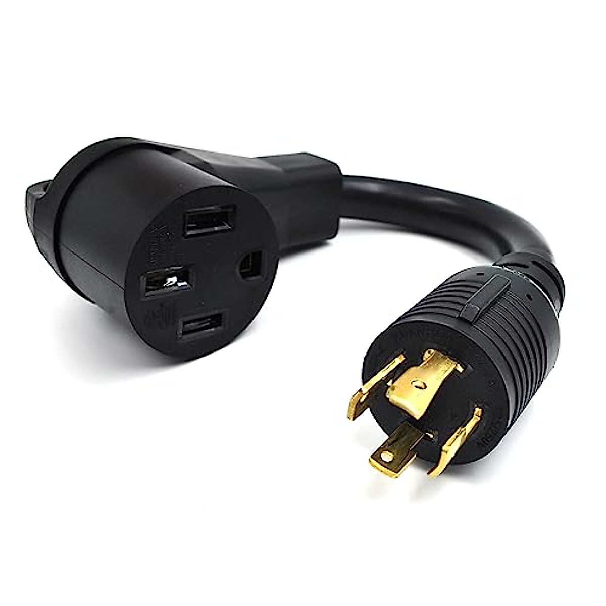 FlixGrdy 4 Prong to 50 Amp Generator to RV/EV Adapter Cord with Grip Handle, L14-30P Twist Lock Male to 14-50R Female, Heavy Duty STW 10 AWG for Generator to RV Trailer Camper and EV Charging