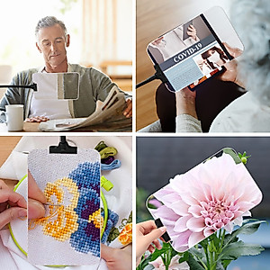 4X Magnifying Glass for Reading, 10"x6.5" Hands Free Magnifier with Stand, Large Full Page and Flexible Gooseneck for Senior Low Vision and Macular Degeneration When Sewing, Needlepoint, Reading