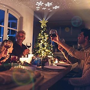 YOCUBY Star Christmas Tree Topper Lighted with Built-in Rotating Magic Ball, Christmas Decoration, LED Treetop Projector for Crown Christmas Tree, Xmas/Holiday/Winter Home Wonderland Party Ornament