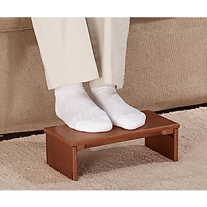 OakRidge Compact Portable Footrest, Collapsible Legs for Storage or Travel, Mahogany Wood Finish