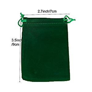 50pcs Velveteen Sack Velvet Cloth Drawstring Bags Jewelry Bags Pouches Small Candy Gift Bags for Christmas Party Wedding Event Supplies Favors Bags Mixed Colors (Dark green, 2.7"x 3.5")