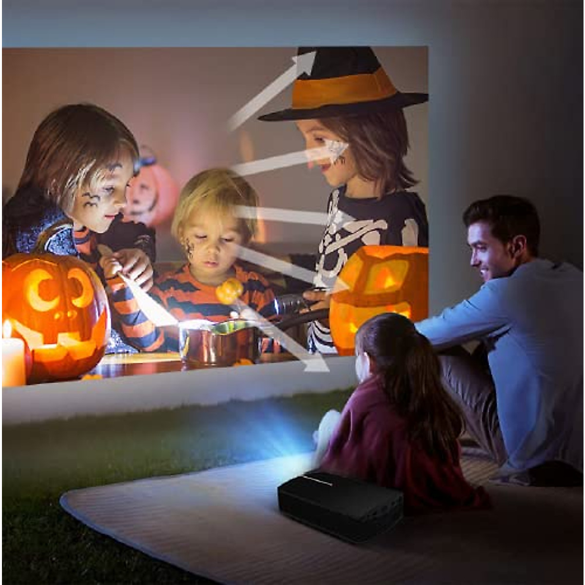 Mini Projector, 1080P HD Supported Portable Projector 2023 Upgraded Laptop Projector Outdoor Office Home Theater Movie Projector with HDMI/USB/Audio/AV for iOS/Android/Windows/PS5/Computer/TV