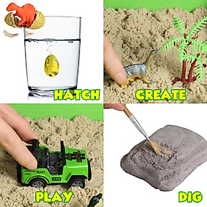 AGENTLAN Dinosaur Sensory Bin, Dinosaur Dig Sensory Toys with Play Sand for Toddlers Boys and Girls, Kids Toys Gift Sand Box for Age 3 4 5 6 7 8