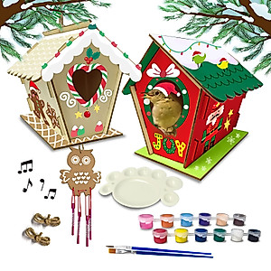 Craft Spot! Bird House Kit for Kids, Christmas Bird House Sets to Build, DIY Wooden Birdhouse for Outdoor, Kids Crafts Wood Arts and Crafts for Kids Ages 3+