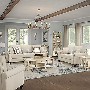 Bush Furniture Coventry Loveseat, 61W, Cream Herringbone Fabric