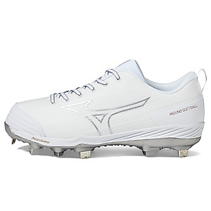 Mizuno Women's Sweep 6 Softball Shoe, White, 8