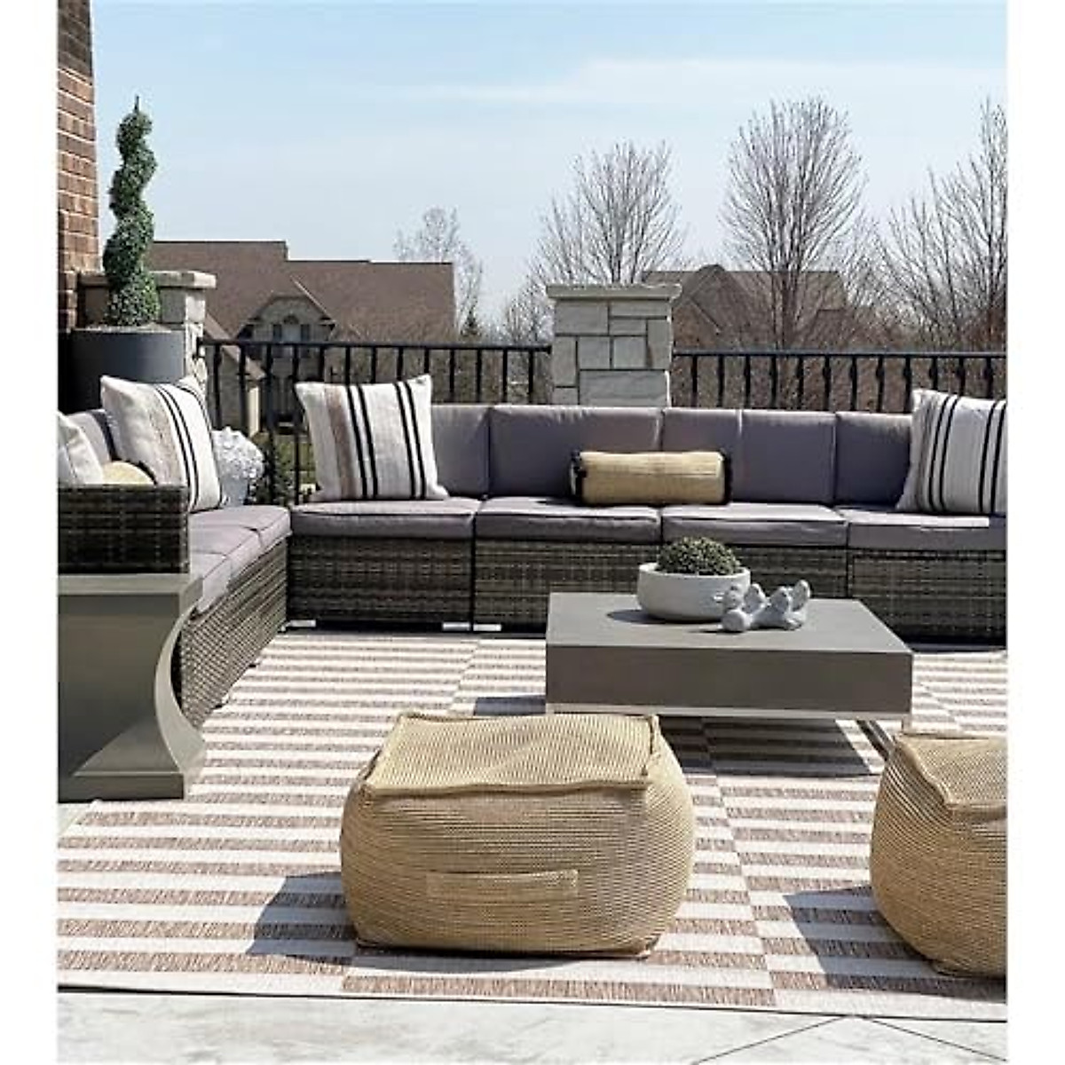 SAFAVIEH Outdoor Collection Eartha Modern Dark Grey Concrete Coffee Table (Fully Assembled)