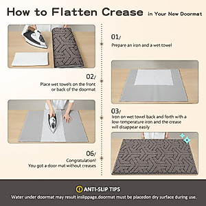 Villsure Door Mat, Front Doormats, Non-Slip Entryway Mats Resist Dirt, Washable Low Pile Floor Door Mats for Home, Entrance, Inside, Patio, Grey, 19.5"x31"