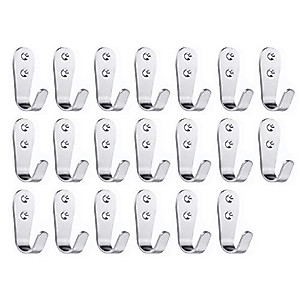 FGen 20pcs Stainless Steel Hooks Hanging Hooks Single Hooks Solid Hooks Family Hotel Bathroom Accessories Hook Hook
