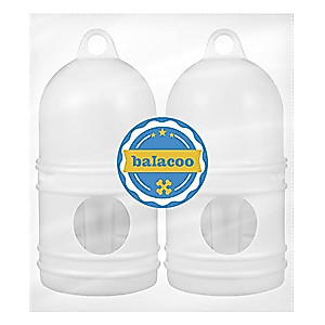 Balacoo Bird Water Dispenser - 2Pcs Bird Feeder Bird Water Dispenser Plastic Poultry Drinker Water Container Jar Pigeons Feeder Water Pot for Cage Pet Parrot Budgie Quail Chickens White