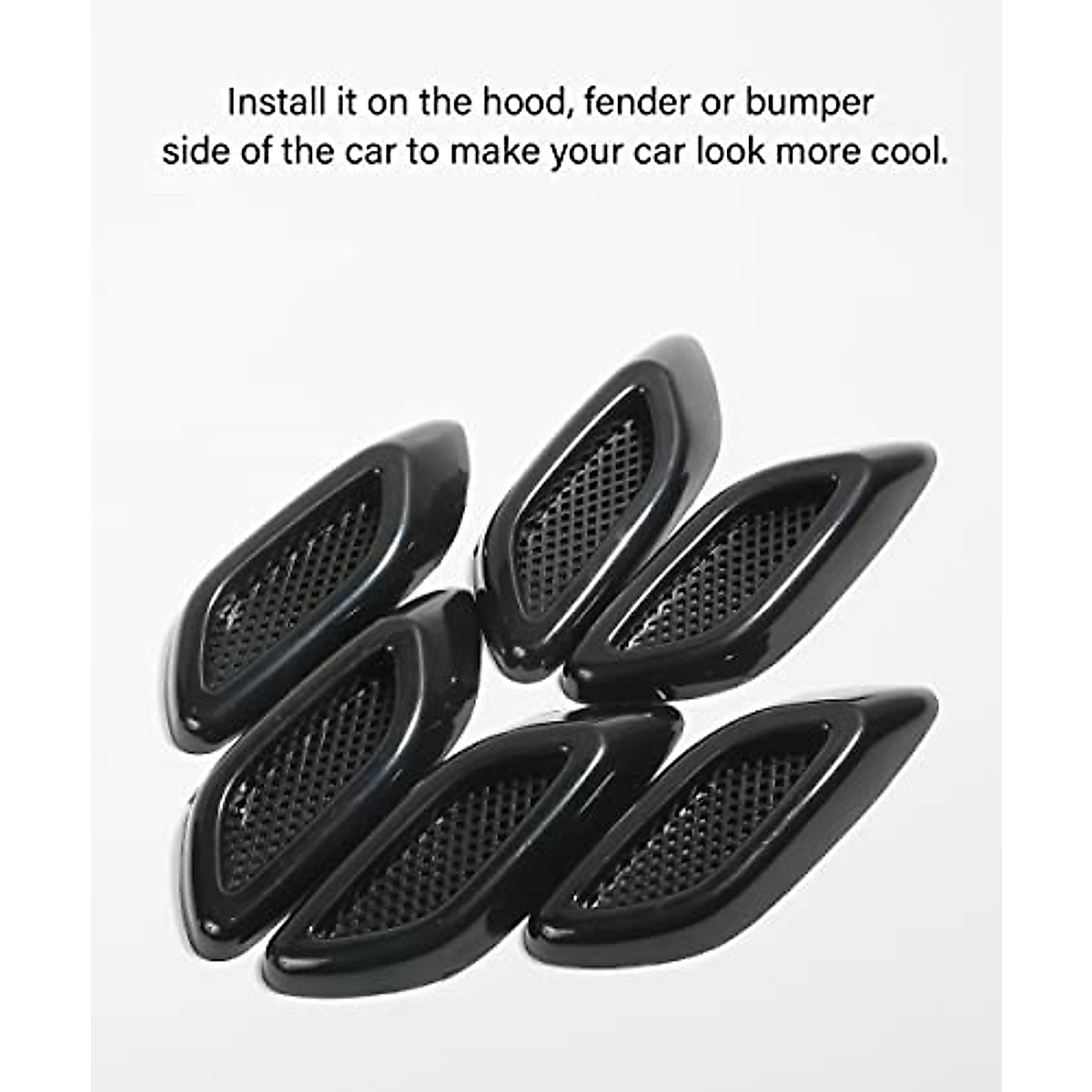 ESEWALAS 6PCS Car Side Vent Air Flow Decal,Universal Auto Air Flow Bumper Side Vent Decal,Car Exterior Decal Intake Grille Sticker,Car Decal Trim Decorative (Black)