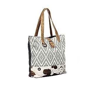 Myra Bag Vacation Upcycled Canvas & Cowhide Tote Bag S-1347