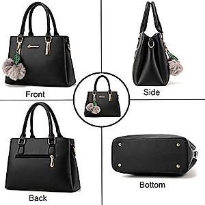 YOUNXSL Women Satchel Bags Handle Shoulder Handbags and Purses Pockets Zipper PU Leather Crossbody Bags Navy Blue