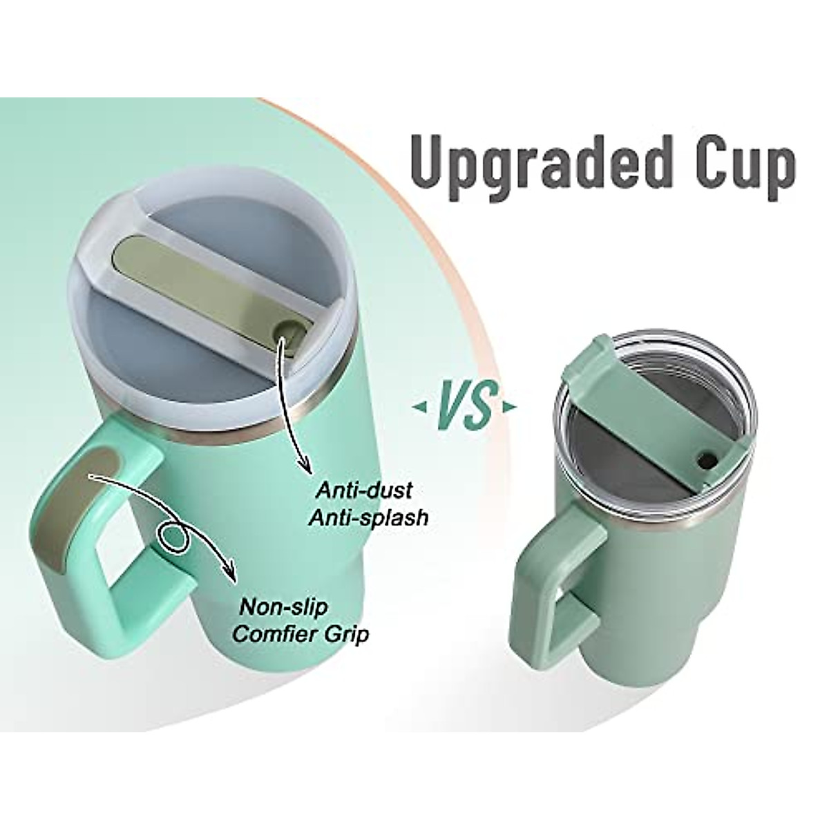 DLOCCOLD 40 oz Stainless Steel Tumbler with Handle, Insulated Tumbler With Lid & Straw, Travel Mug Cup Holder Friendly, Reusable Large Tumbler for Water, Iced Tea or Coffee, Gift for Men Women