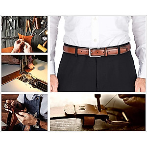 KM Legend Men's Genuine Leather Dress Belt with Premium Quality - Classic & Fashion Design for Work Business and Casual (esBrown, 34)