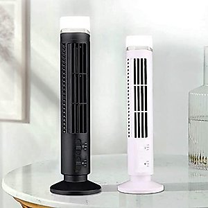 ROTORS Electric Led Bladeless Tower Fan Portable USB Charging Fan Mini Quiet Cooling Vertical Conditioner Household Standing Tower Coolings Fan For Home Office Bedroom Indoor Desktop (Black)