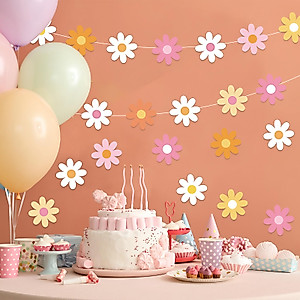 60 PCS Daisy Flower Cutouts Hippie Bulletin Board Retro Hippie Cutouts Groovy Wall Decal Boho Cutouts Groovy Classroom Decor Party Supplies for DIY Craft Birthday Party Baby Shower School Classroom