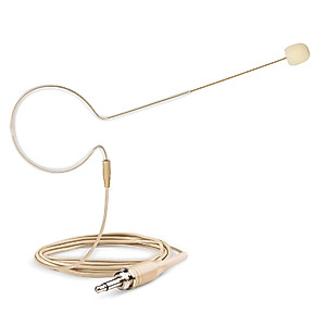 Sujeetec Headset Headworn Microphone - 3.5mm Thread Screw Lock Head Microphone for Wireless System & Body/Belt Pack Transmitter – Beige Single Earhook Omnidirectional Headset Head Mic