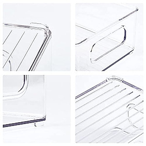 Refrigerator Organizer Food Storage Bins Refrigerator Storage box with Handles Clear Plastic BPA Free Food Storage Rack Set