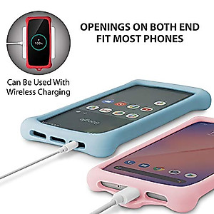 Bone】 Lanyard Phone Bubble Tie 2, Universal Phone Anti-Shock Bumper Case, Adjustable Neck Strap w/Phone Ring Holder for Apple iPhone 12, Samsung Galaxy, Google Pixel, Fits Phones Size 6.1-7.2"- Red