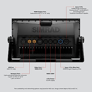 Simrad NSS16 Evo3S - 16-inch Multifunction Fish Finder Chartplotter with Preloaded C-MAP US Enhanced Charts