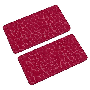 CASA -J 2pcs Memory Foam Bath Mat 31.49" x 19.68", Cobblestone Embossed and Non-Slip Bath Rugs Machine Washable Suitable for Showers Sink Bathtub,Red