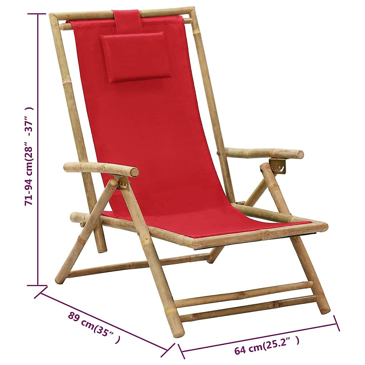 Reclining Relaxing Chair Red Bamboo and Fabric Make Your Patio Shine Essential Outdoor Seating Solution