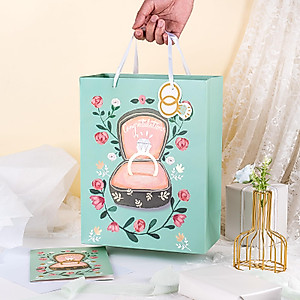 WRAPAHOLIC 13" Large Gift Bags with Card and Tissue Paper - Diamond Ring Design for Weddings, Engagements, Bridal Showers, Gift Wrap