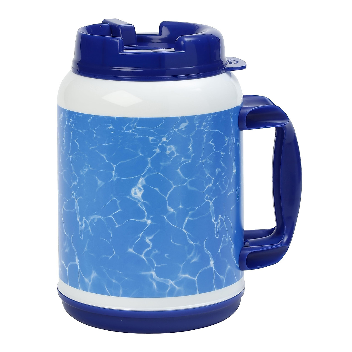 64 Ounce Insulated Mug with Lid Handle Flexible Straw with Cap, Large Plastic Cup for Cold Drinks with Dual Wall Insulation, Convenience Store Soda Mug