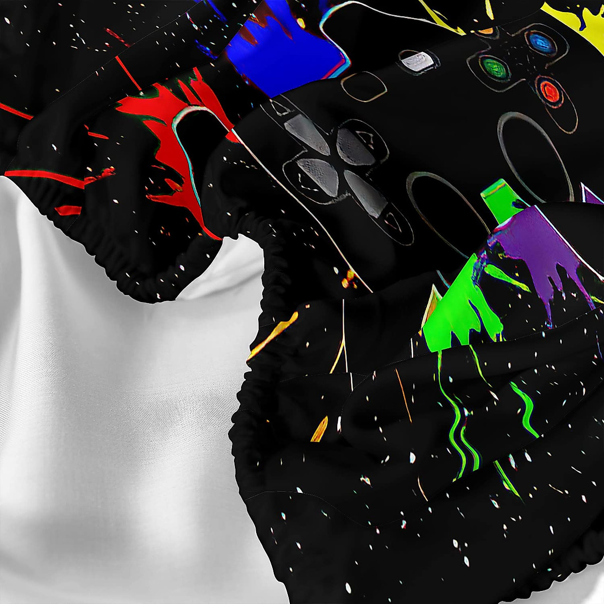 AILONEN Gamer Fitted Sheet Full Size,Gaming Bedsheets Set,Gamepad Bed Sheet Set for Boys,Boys Video Games Bedding Set,1 Fitted Sheet and 2 Pillow Case,3 Piece