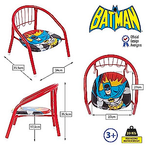 ARDITEX Batman Children's Chair, Metal Chair 35.5 x 30 x 33.5 cm Red