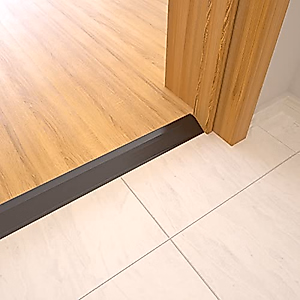 Aluminum Floor Transition Threshold Strip, Threshold Ramps for Doorways, Wheelchairs, Door/Tile/Threshold Reducer, Doorway Edge Trim Suitable for Threshold Height Less Than 1.6 Inch (Black, 90CM)