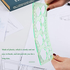 Circle Templates Measuring Geometry Ruler Shape Stencils Drawing Set Plastic Geometric Drawing Painting Stencils Oval Templates Scale Drafting Tools for School, Office, Building Formwork, Drawings