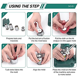POWLAB Fabric Button Maker Machine,Button Maker Handmade Fabric Covered Button DIY Tool,Upholstery Fabric Covered Button Maker Kit with 300 Pcs Buttons and 3 Molds (18, 25, 30mm) for Clothes,Doll