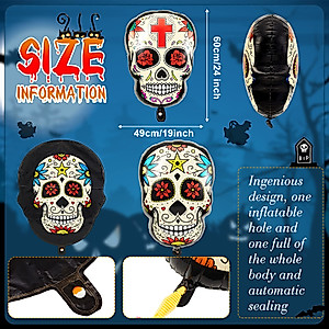 Zomiboo 6 Pieces Day of The Dead Sugar Skull Party Balloons Halloween Skull Balloons Halloween Decoration Balloons for Halloween Sugar Skull Party Decoration, 6 Styles