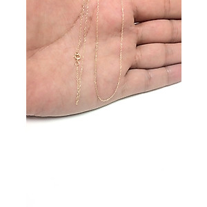 Jewelry Affairs 10k Yellow Real Gold Rope Chain Necklace, 0.6mm, 18"