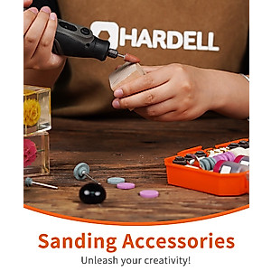 HARDELL Rotary Tool Accessories, 227pcs Power Rotary Tool Accessories Kit, 1/8"(3.2mm) Diameter Shanks, Universal Fitment for Easy Cutting, Polishing, Sanding, Carving, Grinding(Orange)