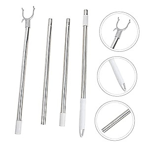 Cabilock 3pcs Clothing Shelf Cm Rod Utility Steel Outdoor Reacher Curtain Reach Retractable Hanger Pole Clo Stainless Adjustable Clothes Telescopic Wardrobe Poles Reaching with Long