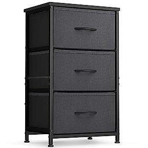 FEZIBO 2 Drawer Fabric Dresser Storage Tower, Organizer Unit for Bedroom, Closet, Entryway, Hallway, Nursery Room -Steel Frame, Wood Top, Easy Pull Handle-Espresso