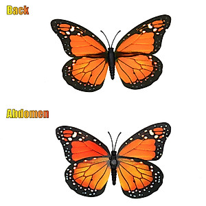 AQUEENLY Monarch Butterfly Decorations, 4.72'' Orange Premium Artificial Monarch Butterfly to Decorate for Craft, Home, Wall, Wedding, Party (12 Pcs)