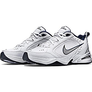 Nike Men's Air Monarch IV Walking Shoes, White/Metallic Silver/Navy, Size 12