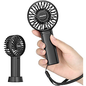 EasyAcc Mini Portable Fan Mini Handheld Fan, 3 Speed USB C Rechargeable Battery Operated Fan Pocket Fan, Personal Fan with Lanyard and Base Cooling Desk Fan for Kids Women for Travel Indoor Outdoor