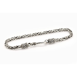 Blusilver 925 Sterling Silver Bizantine Chain Bracelet Handmade in Bali 2.0 mm (7.0 Inches)