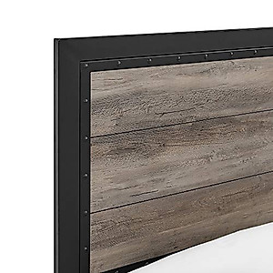 Home Accent Furnishings Rustic Queen Industrial Wood and Metal Bed - Includes Head and Footboard