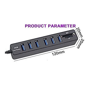 SHYPT USB Hub 2.0 Multi USB 2.0 Hub USB Splitter High Speed 6 USB Card Reader USB Extender for PC Laptop (Color : Black)