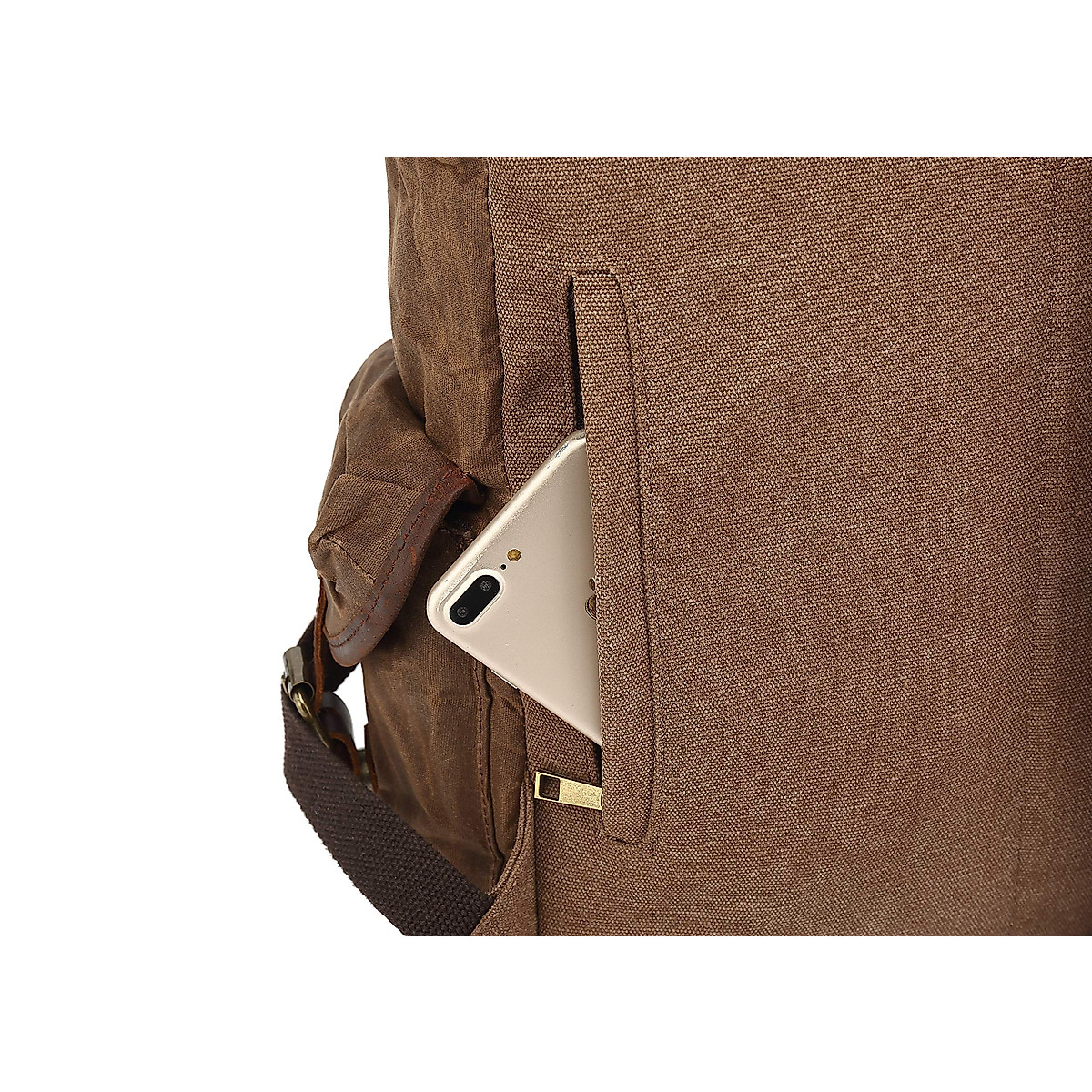 Genuine Leather Canvas waxed Backpack Travel Laptop Bag