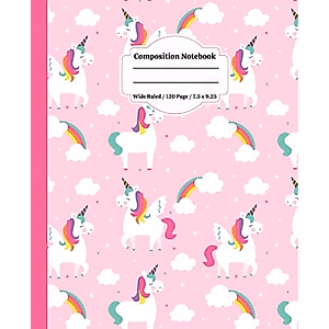 Unicorn Composition Notebook: Preppy Wide Ruled Lined Paper Notebook Journal For School, Home And Kindergarten ( Aesthetic School Supplies )