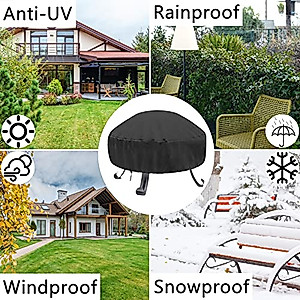 Fire Pit Cover Round 30" D x 12" H, Waterproof Outdoor Patio Fire Pit Table Cover, Full Coverage Firepit Cover - Dustproof Anti UV and Tear Resistant (Round)