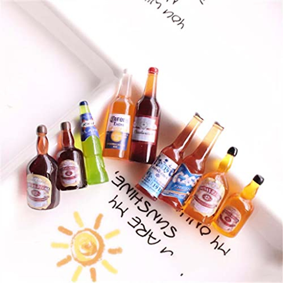Juland 40PCS Miniature Mini Beer Drinks Decoration Beer Glass Model Mixed Wine Coffee Resin Sets Simulation Instant Model Scene Mini Tableware Dolls House