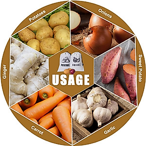 TOGETRUE Potato Onion Storage Bag, Fabric Onion and Potatoes Storage Bag, Washable Garlic Potatoes Onions Keeper with Drawstring for Pantry, 2 Pack (Potato Onion Bag)